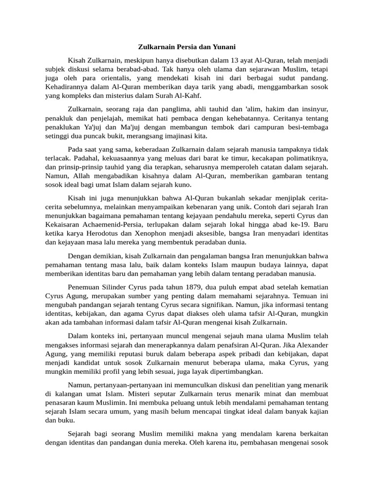 Zulkarnain Persia Dan Yunani | PDF