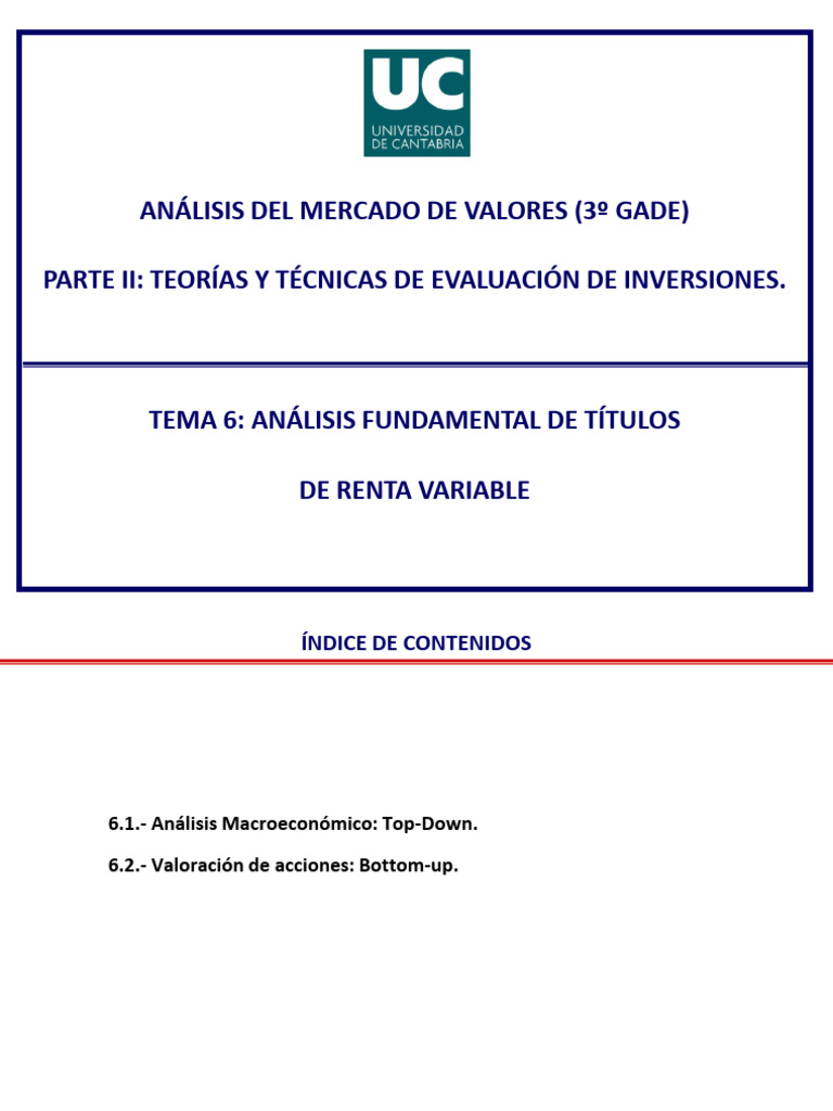 Tema 6. Analisis Fundamental de Titulos de Renta Variable | PDF