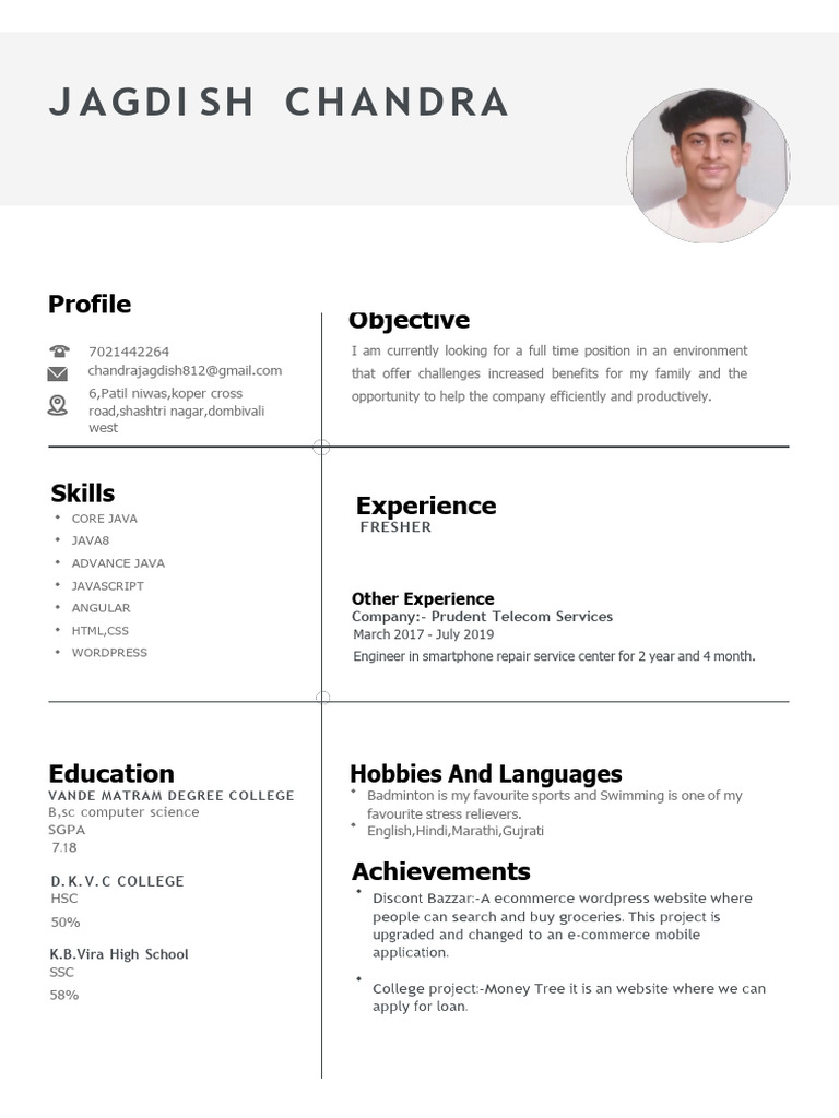 Jagdish Chandra Resume | PDF