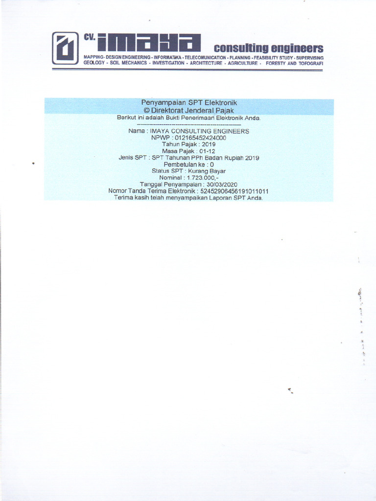 SPT Imaya 2019 + Rugi Laba | PDF