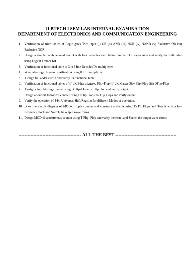 Lab STLD Question | PDF