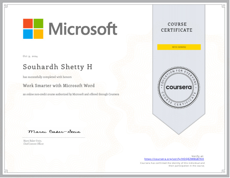 SSH Ms Word Certificate | PDF