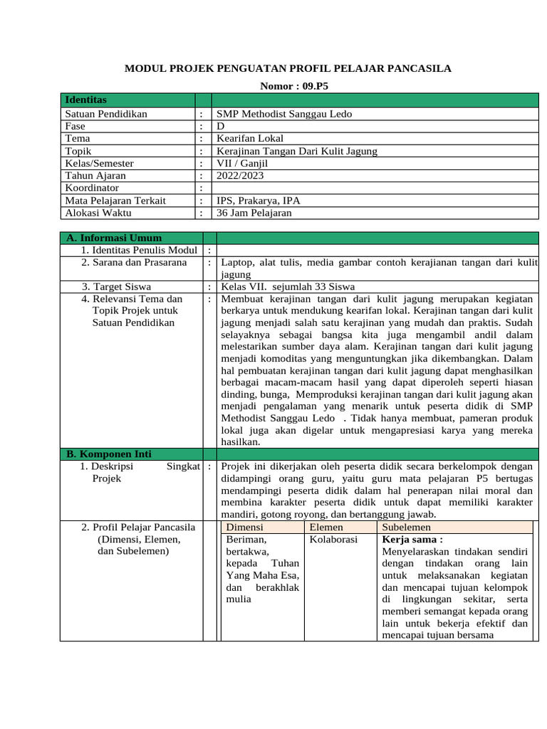 Modul Projek Penguatan Profil Pelajar Pancasila | PDF