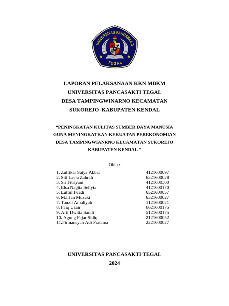 KKN MBKM UPS Tegal 2024 Report | PDF