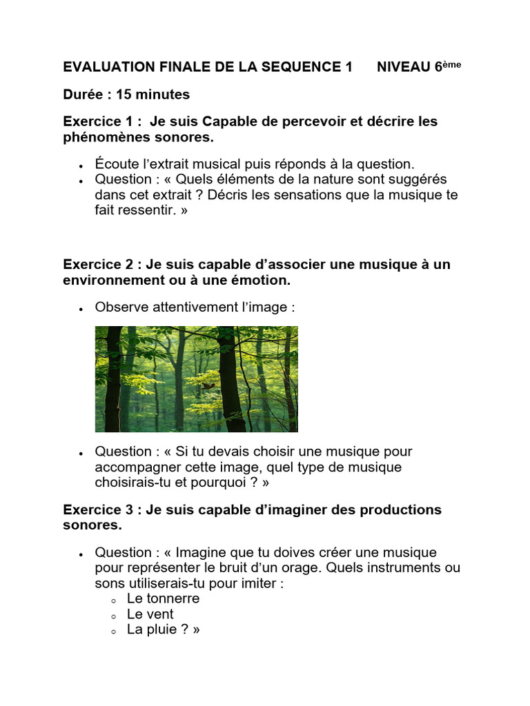 EVALUATION FINALE SEQ 1 | PDF
