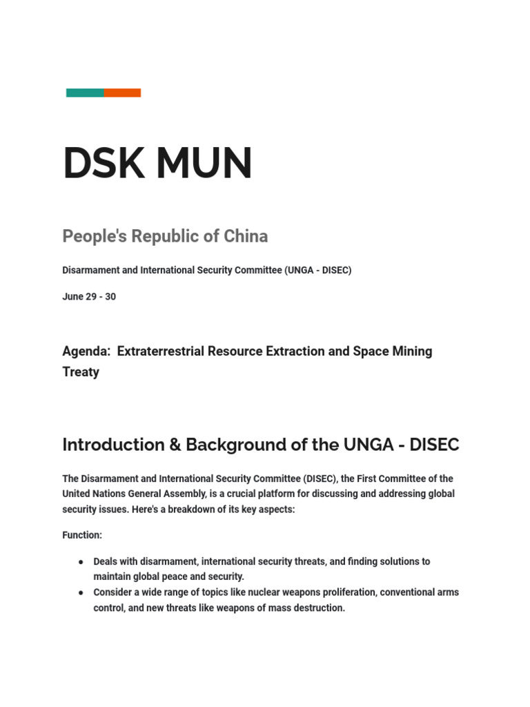 DSK MUN - Reasearch | PDF