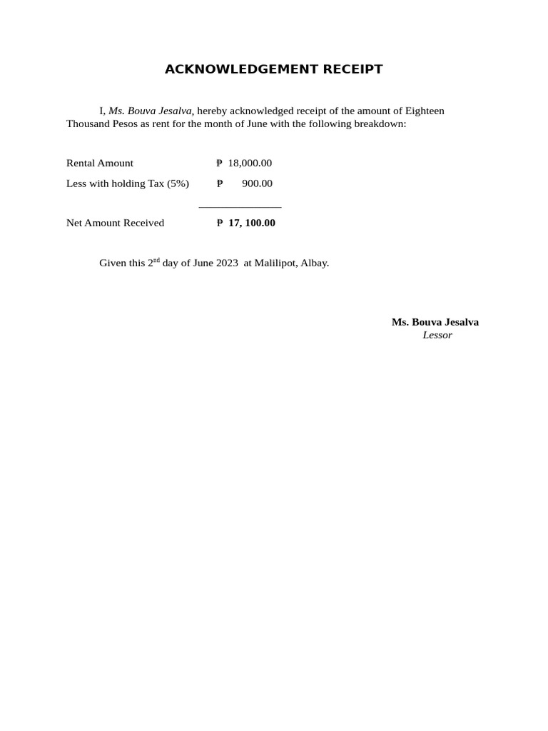 Acknowledgement Receipt | PDF