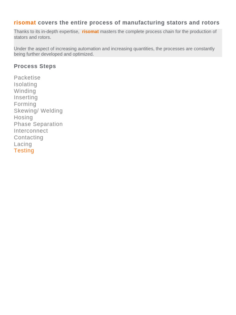 Risomat-Motor Manufacturing Processes | PDF