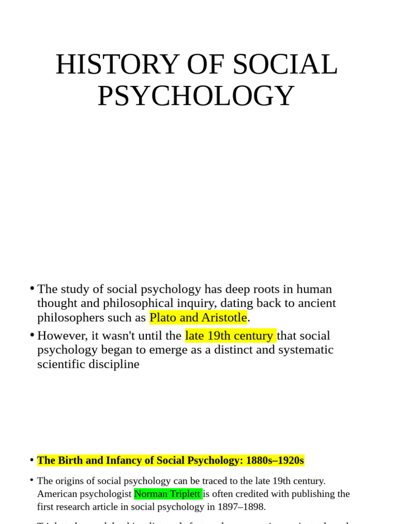 HISTORY OF SOCIAL PSYCHOLOGY | PDF