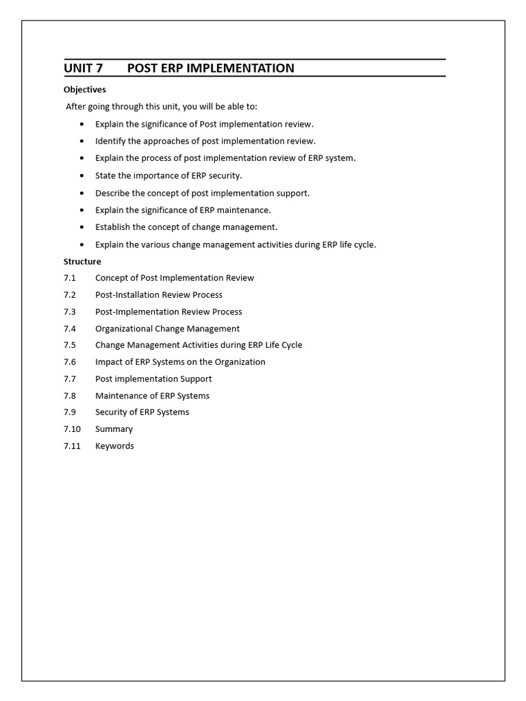 ERP - Unit 7 | PDF