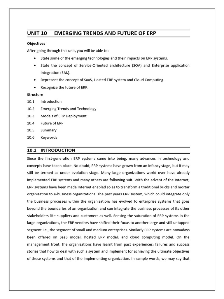 ERP - Unit 10 | PDF