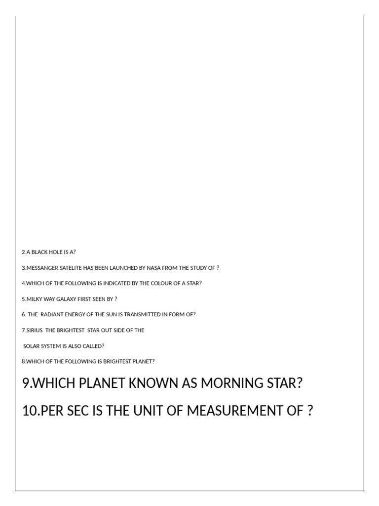 Solar System Mcq..With Water Mark | PDF