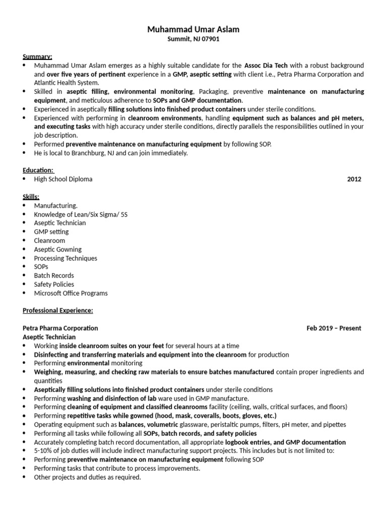 Muhammad Umar Aslam | PDF | Career & Growth | Technology & Engineering