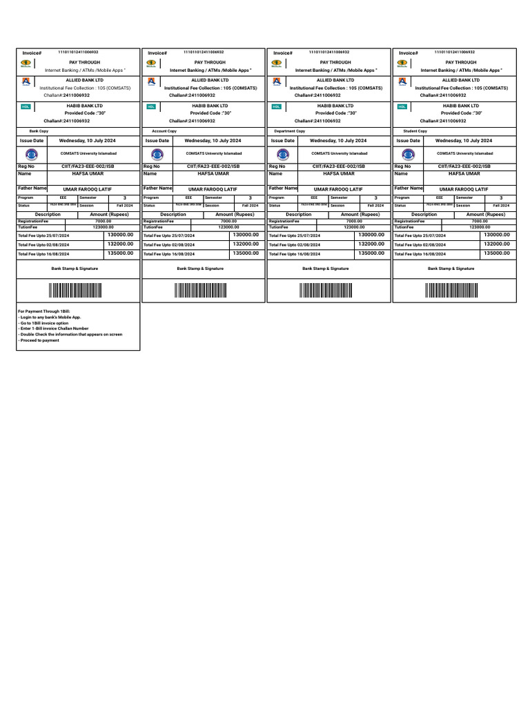 Fee Challan | PDF