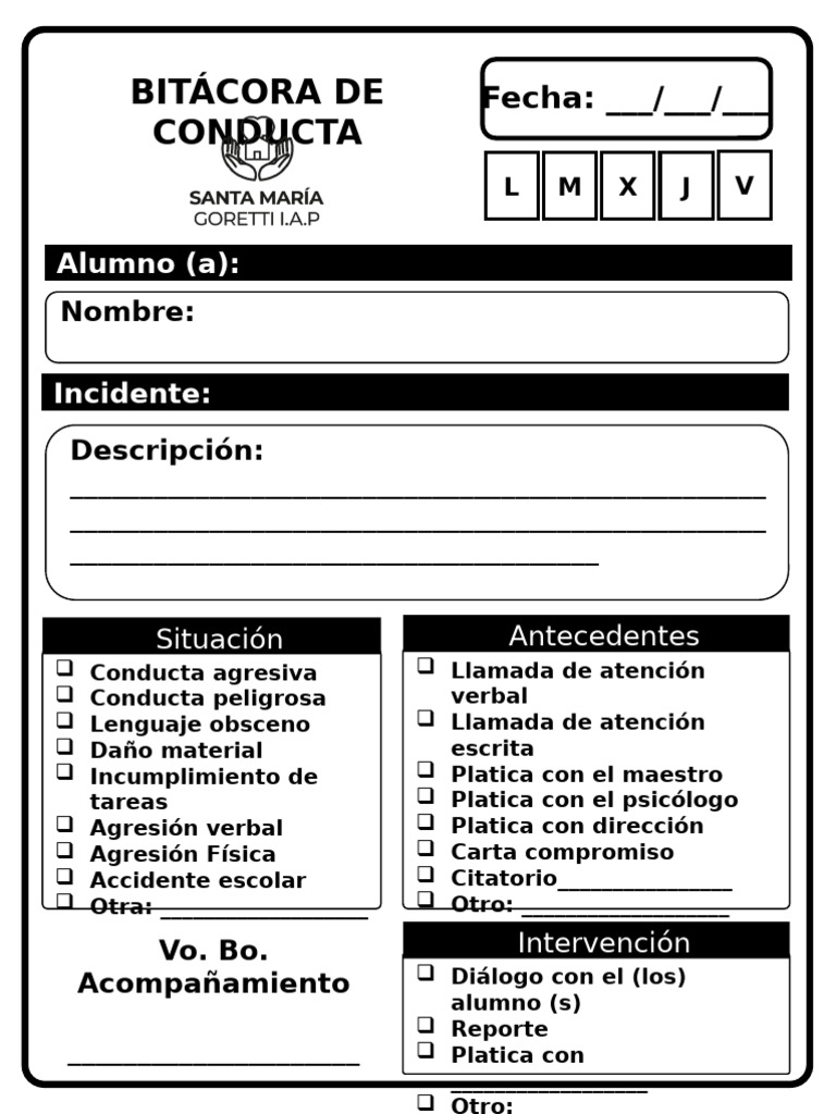 Bitacora de Conducta | PDF