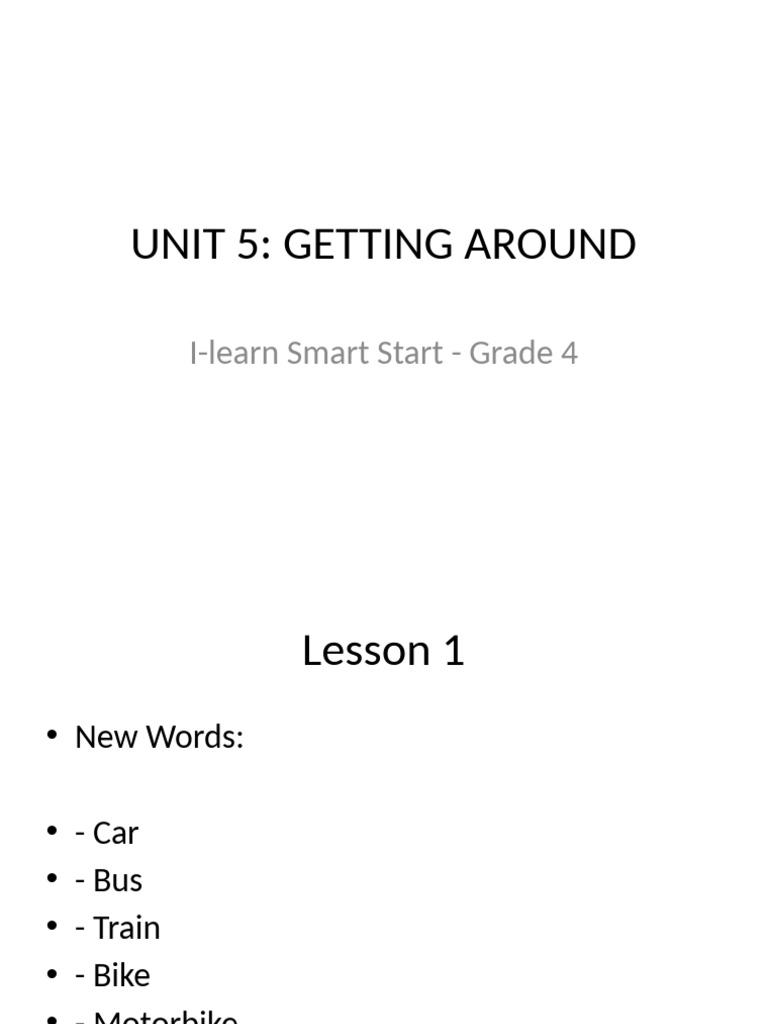 Unit 5 Getting Around | PDF
