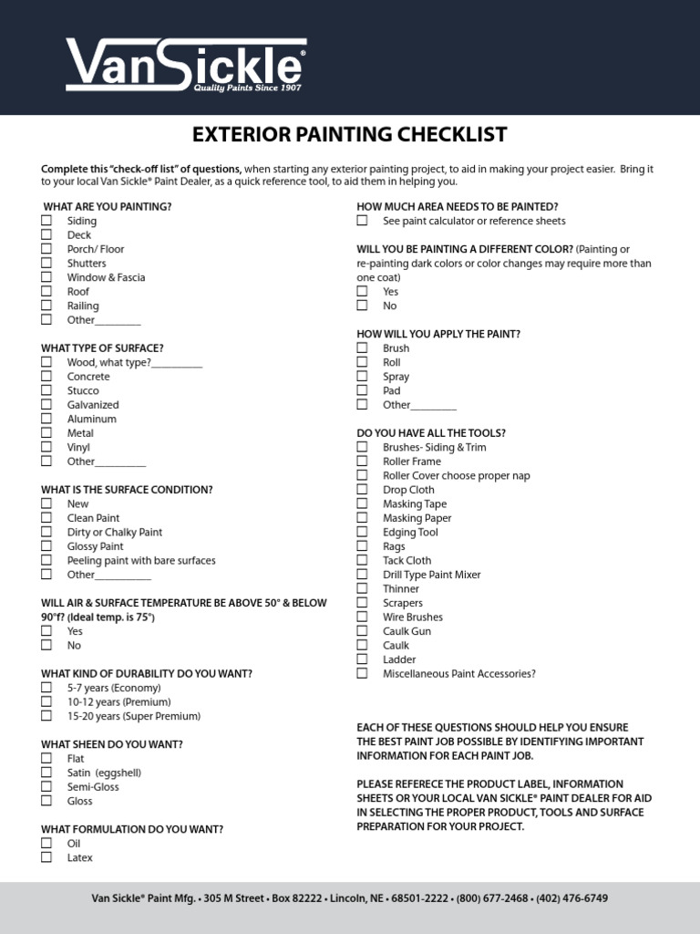 Vs PaintingChecklists | PDF