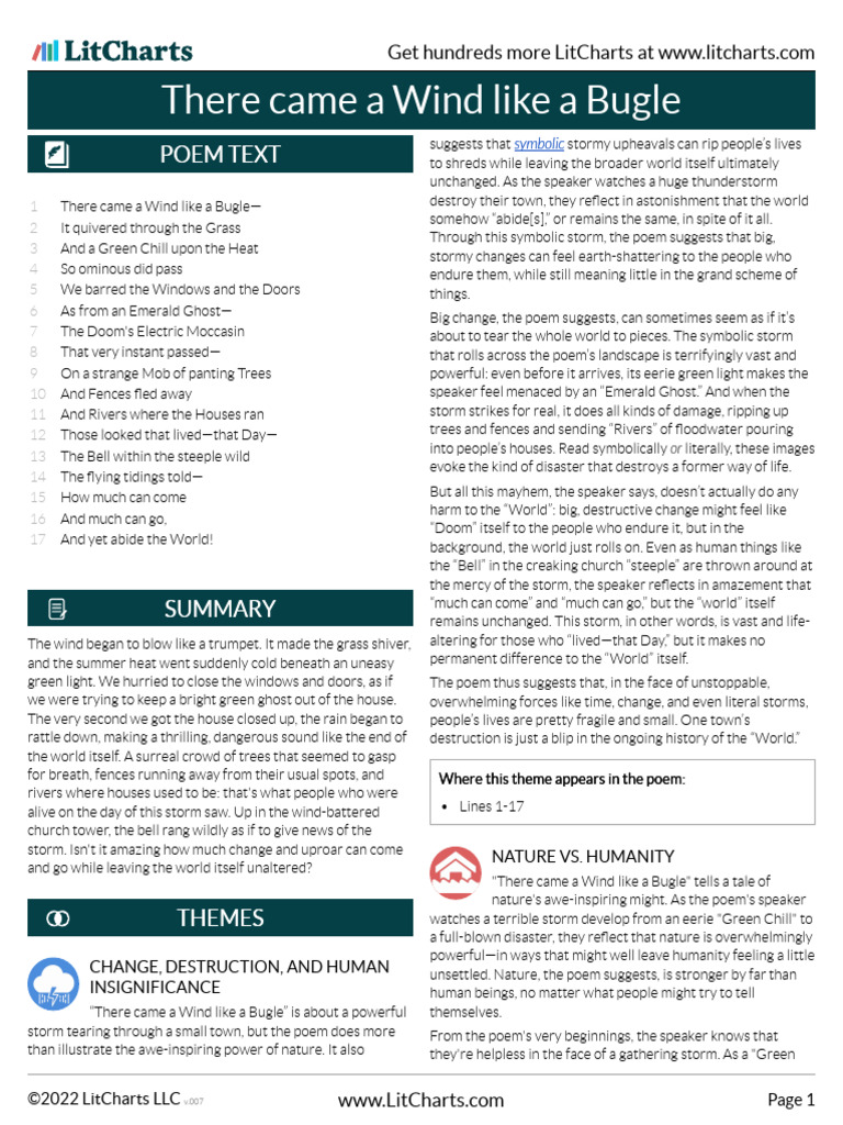 LitCharts There Came A Wind Like A Bugle | PDF