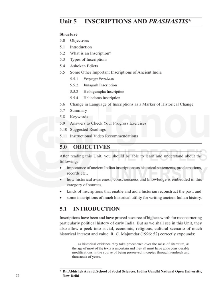 Unit-5 Inscriptions and Prashastis | PDF