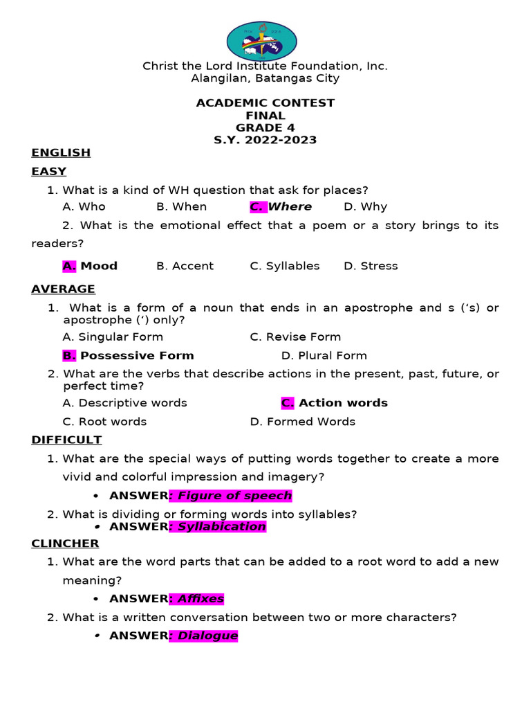 Academic Contest g4 Final | PDF