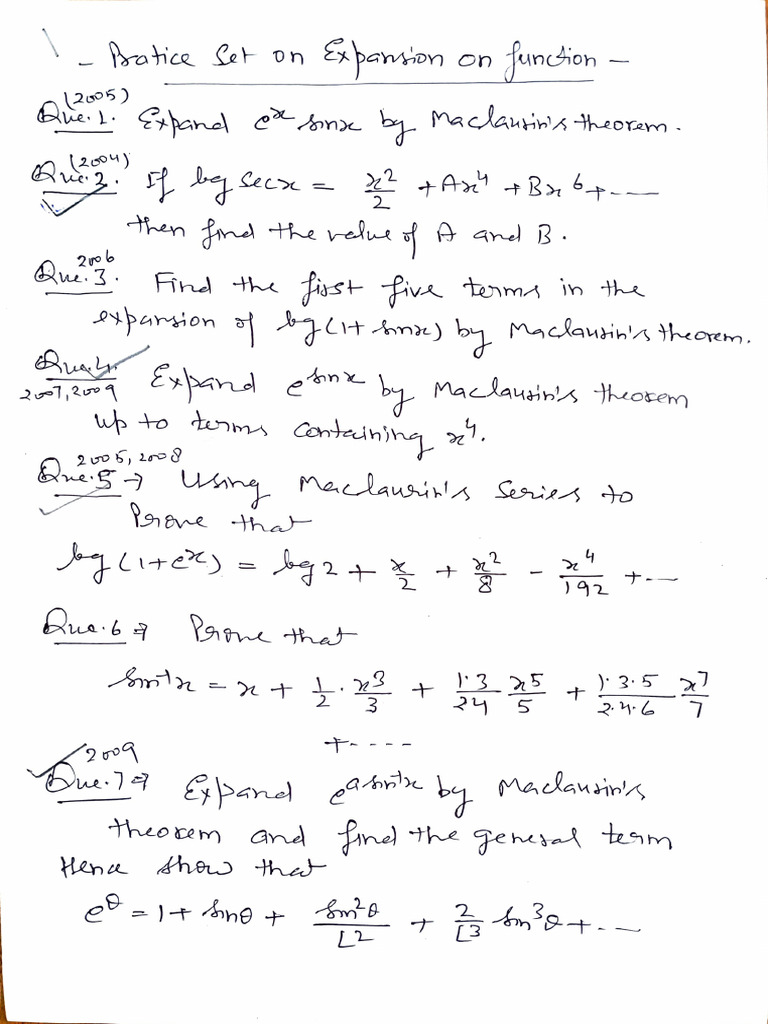 Practice Set On Expansion of Functions | PDF