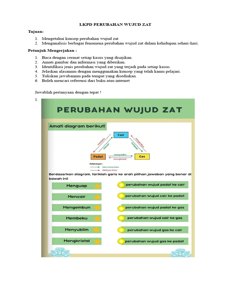 LKPD PERUBAHAN WUJUD ZAT | PDF