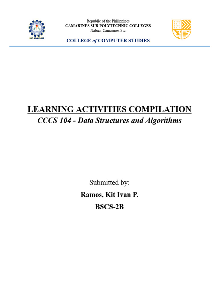 Midterm Learning Activities CompilationDSA | PDF | Technology & Engineering