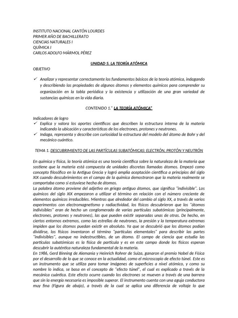 Teoria Atomica 1 | PDF