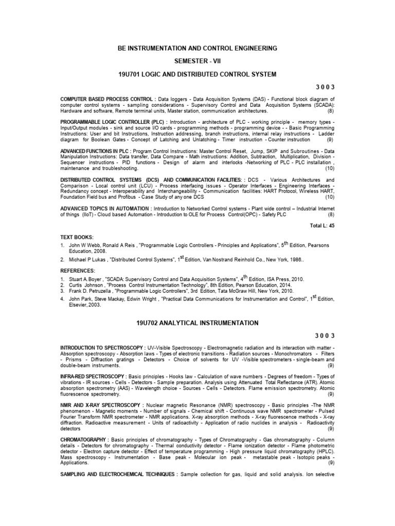 BE Instrumentation and Control Systems Engineering | PDF