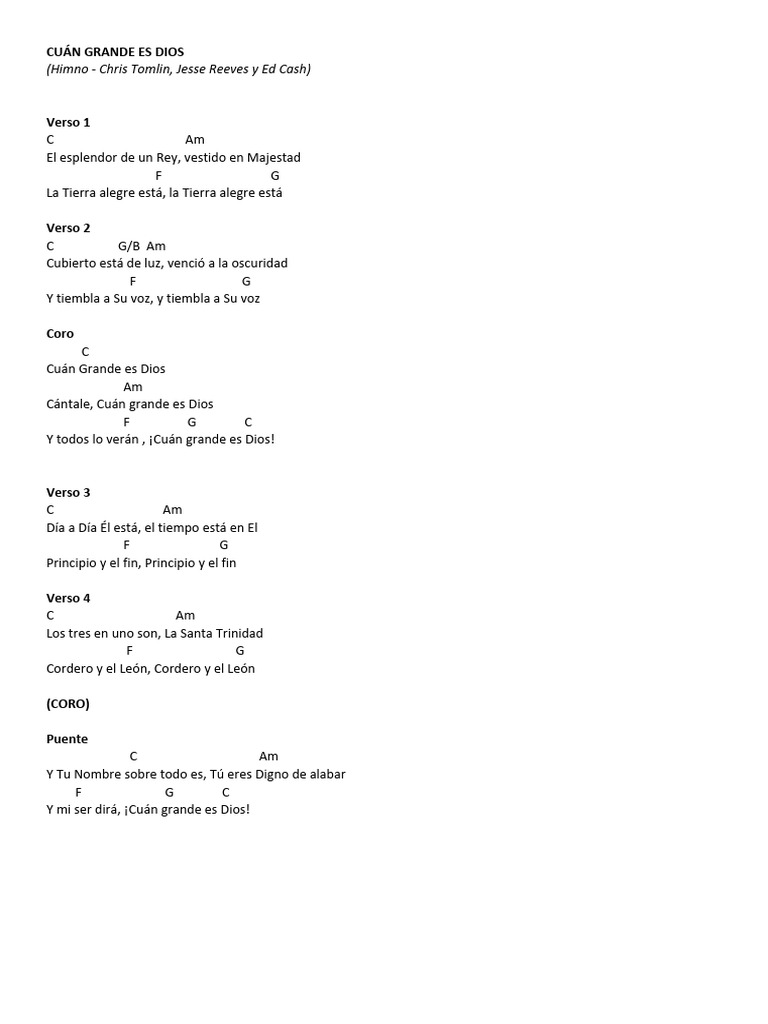Cuan Grande Es Dios (Acordes) | PDF