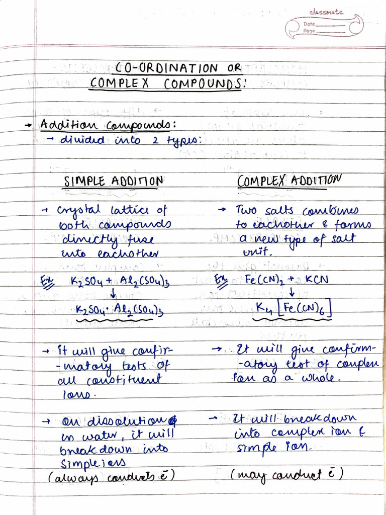 COORDINATION COMPOUNDS class 12 | PDF