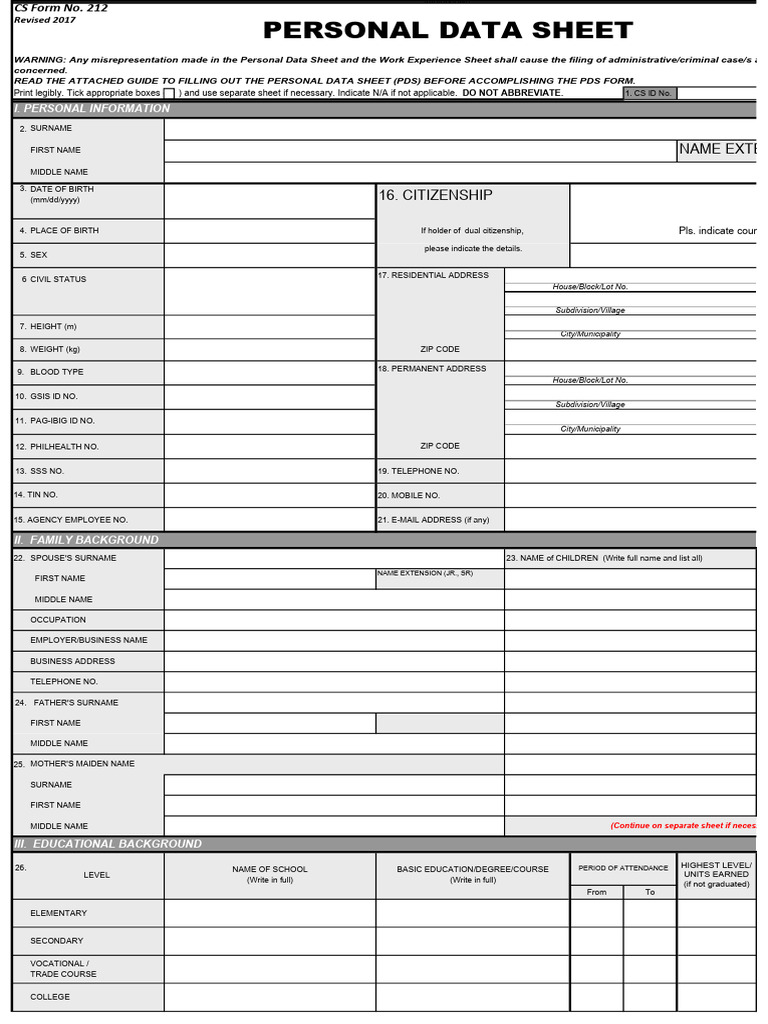 Name Extension (JR., SR) : I. Personal Information | PDF