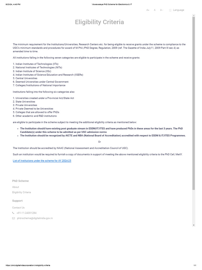 Visvesvaraya PHD Scheme For Electronics & IT | PDF