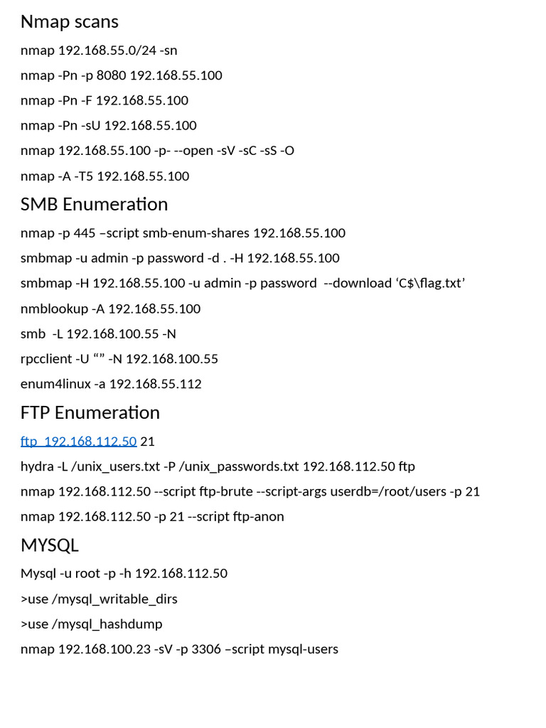 EJPT Cheat Sheet | PDF