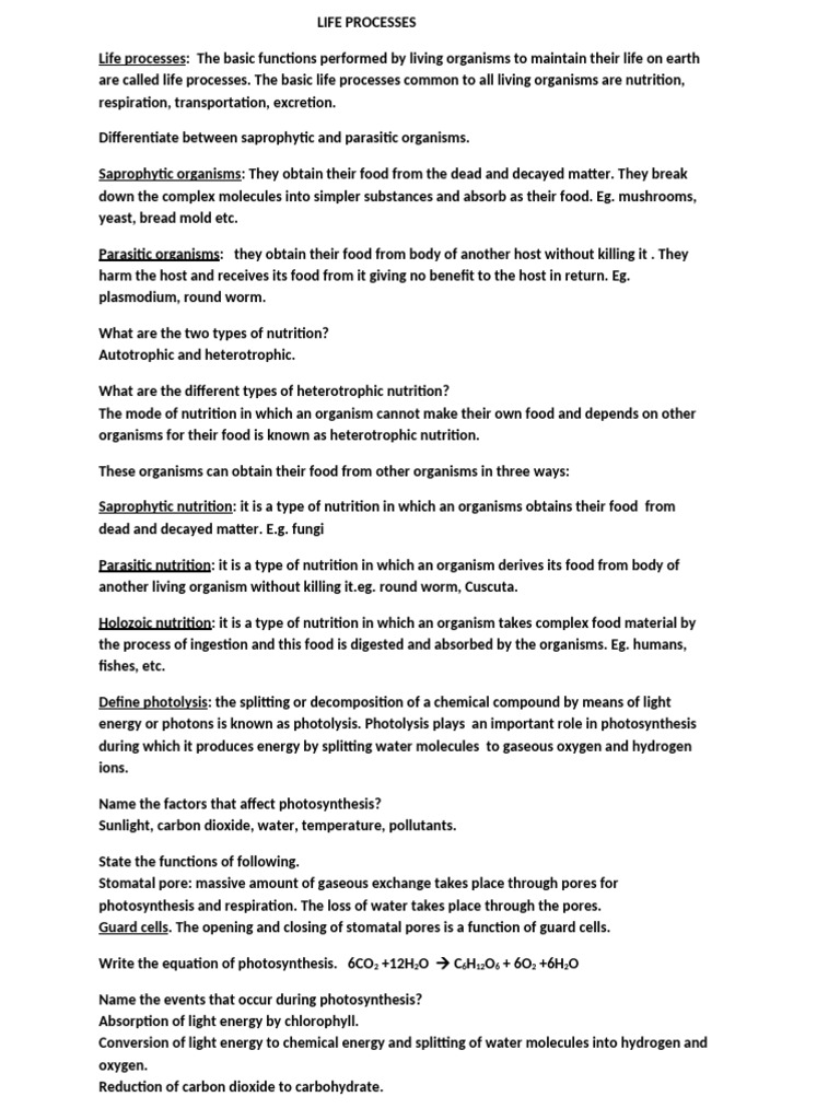 Life Processes | PDF