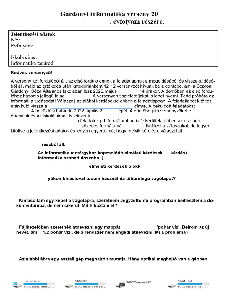Gárdonyi Informatika Verseny 2022 7 8 Osztály | PDF