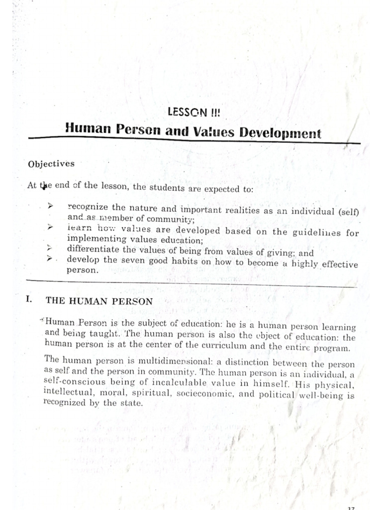 Human Person and Values Development | PDF