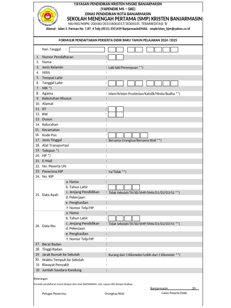 Formulir PPDB Versi Dapodikdas SMP (Autorecovered) | PDF