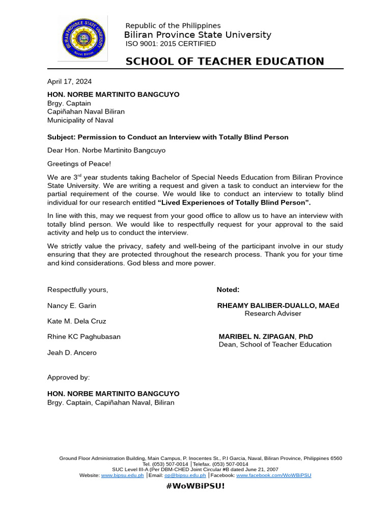 Letter Request To Barangays | PDF