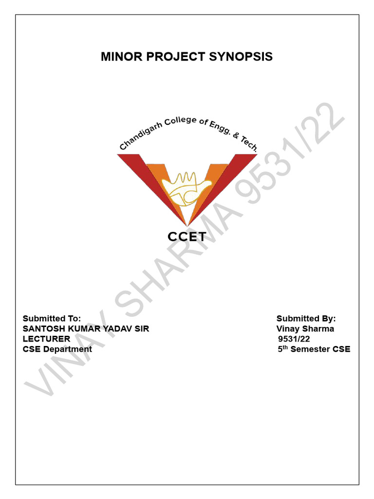 Minor Project Synopsis Vinay Sharma Final | PDF | Business | Computers