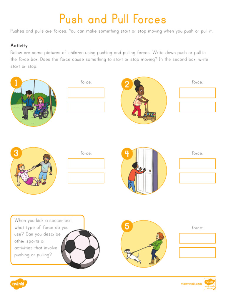 Push and Pull Forces Activity Sheet Ver 5 | PDF