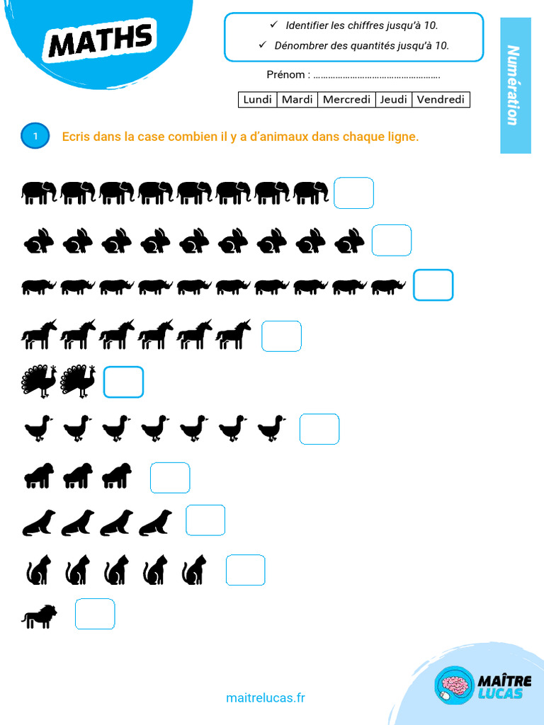 Les Nombres Jusqua 10 | PDF