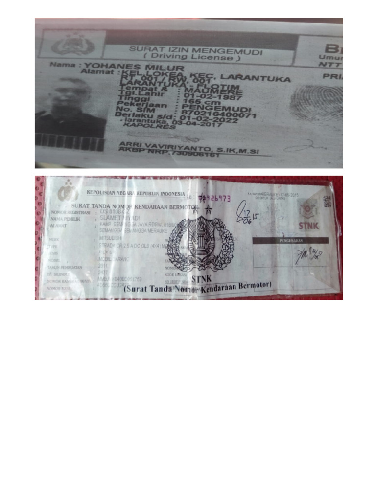 SIM & STNK Om Toda | PDF