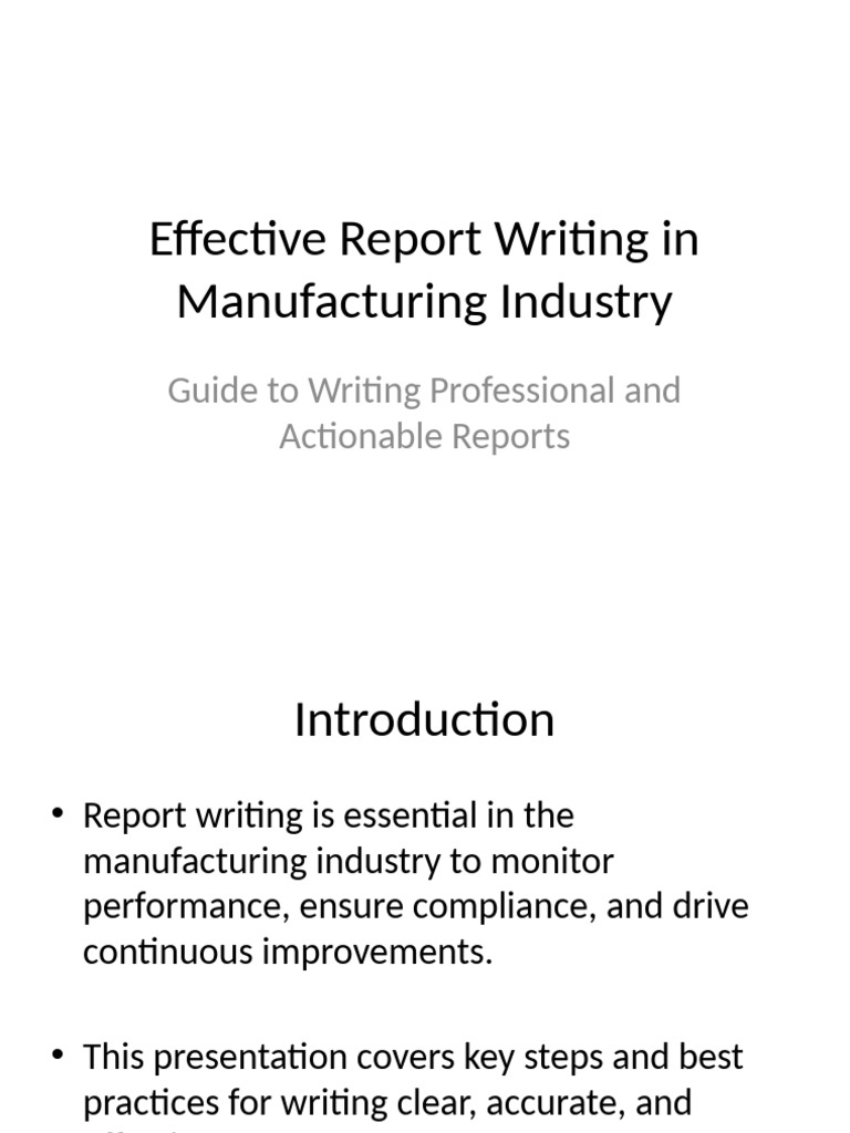 Effective Report Writing Manufacturing | PDF