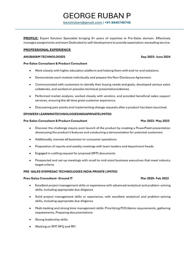 George PROFILE | PDF