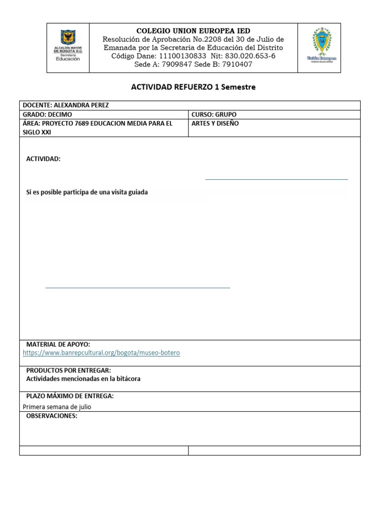 Refuerzo 1 er periodo | PDF