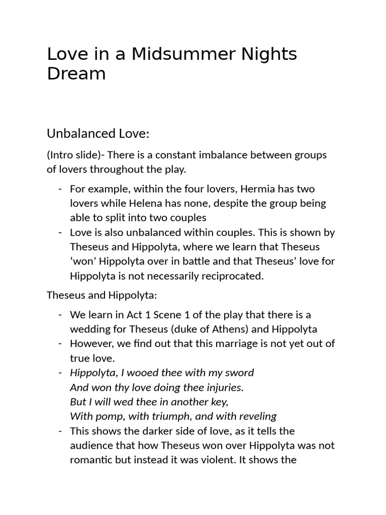 Love in a Midsummer Nights Dream | PDF