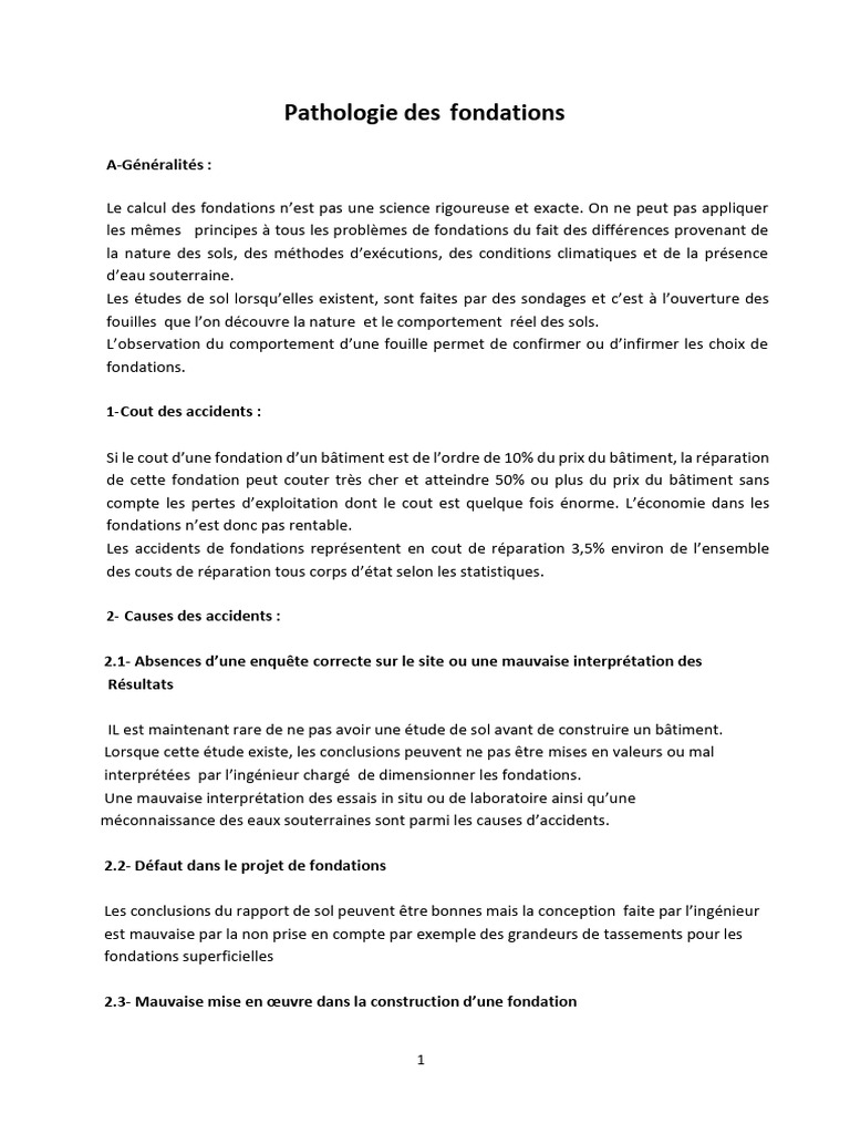 Pathologie Des Fondations | PDF