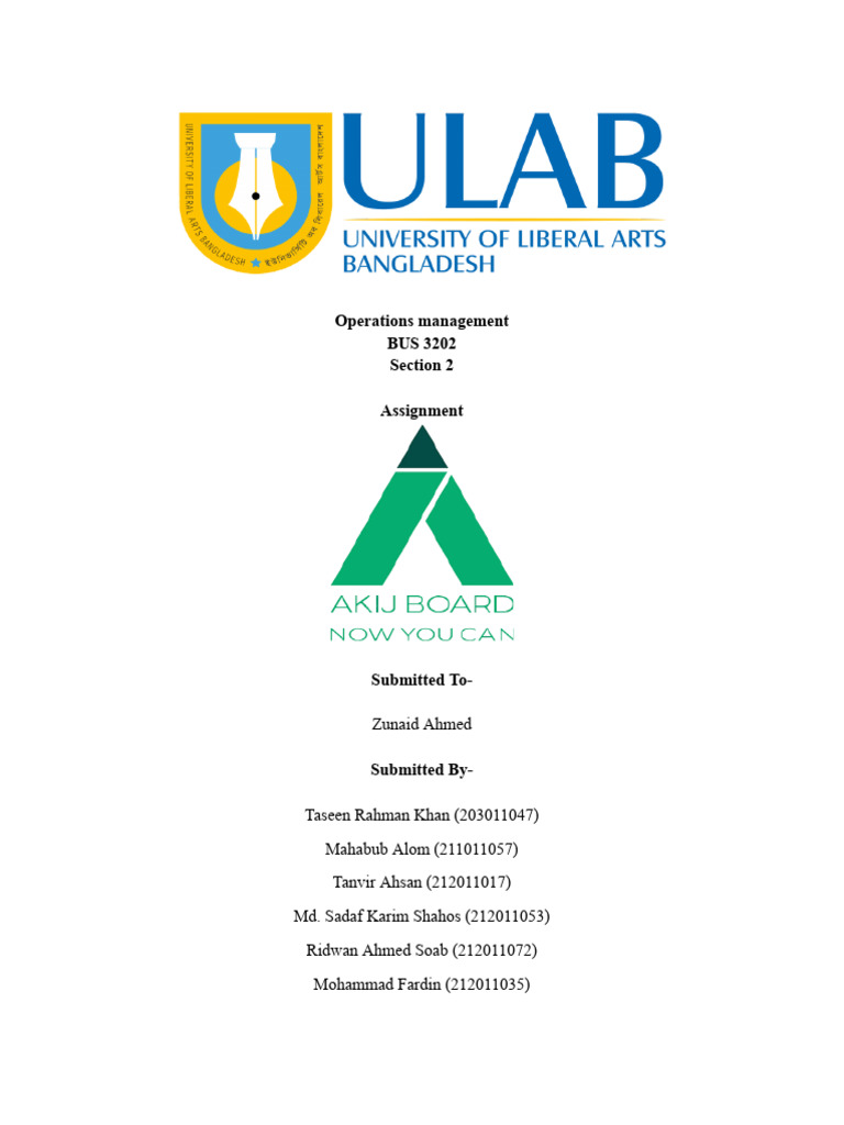 Operations Management BUS 3202 Section 2 Assignment: Zunaid Ahmed | PDF