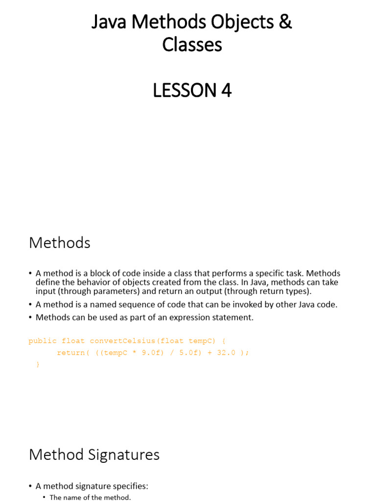 Classes Methods and Obljects | PDF